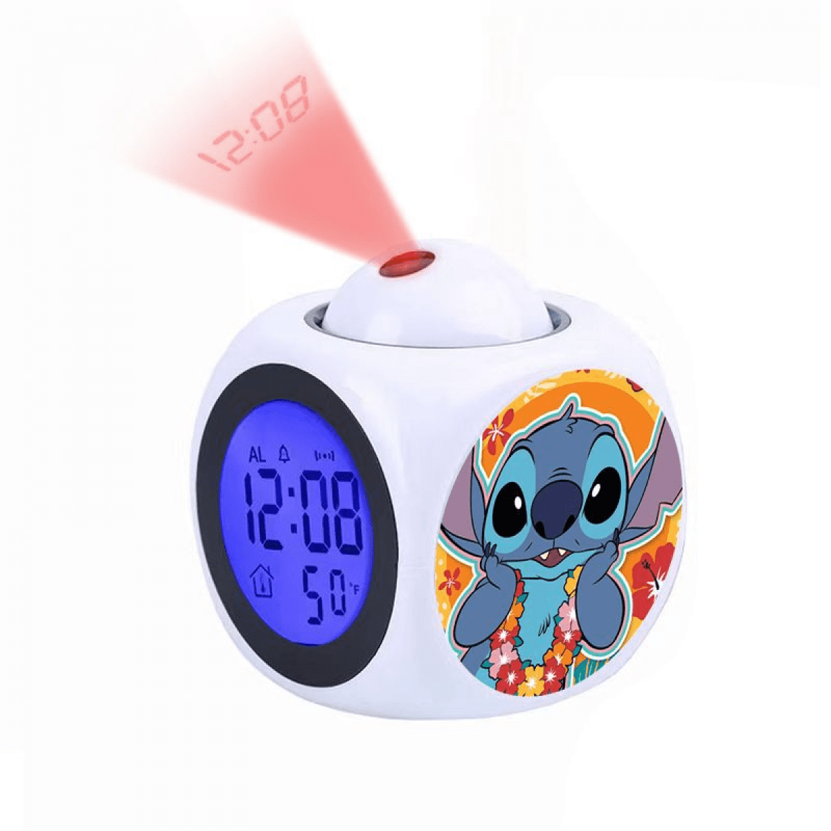 Projection Alarm Clock, Cartoon Stitch Pattern Digital Alarm Clock with ...
