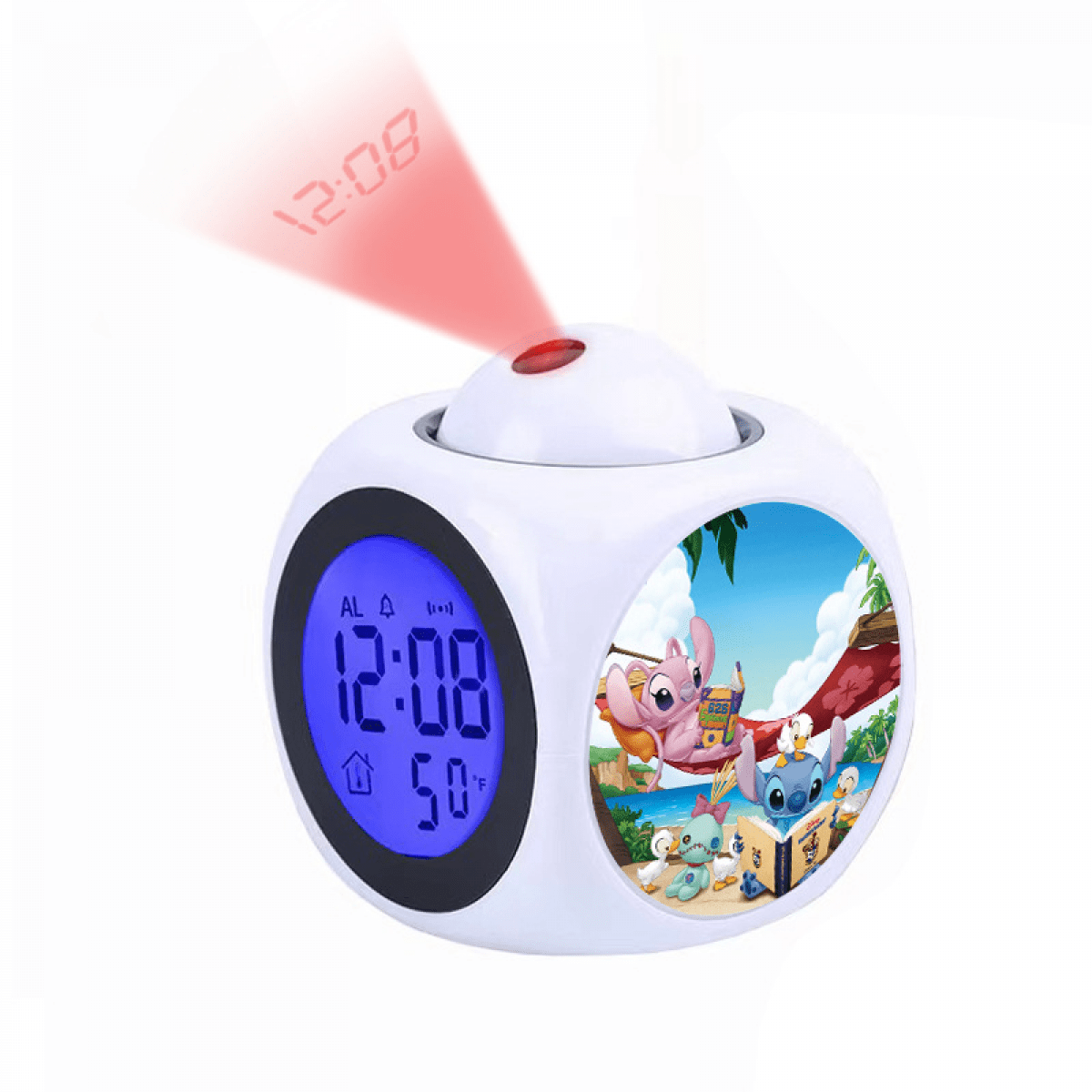 Projection Alarm Clock, Cartoon Stitch Pattern Digital Alarm Clock with ...