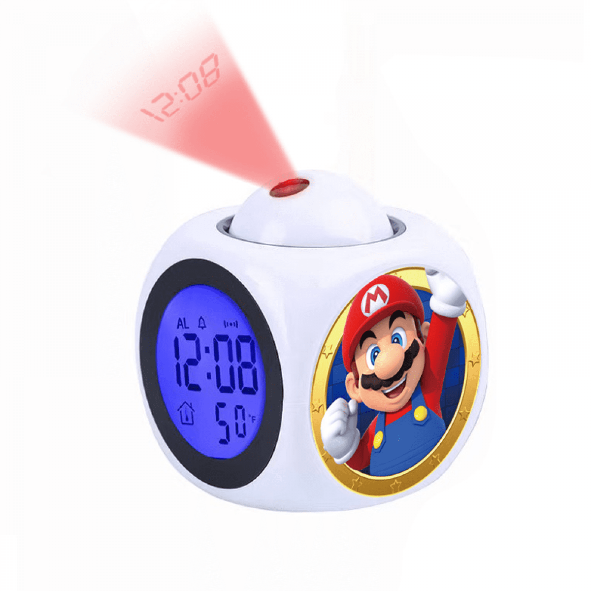 Projection Alarm Clock, Cartoon Super_Mario Pattern Digital Alarm Clock ...