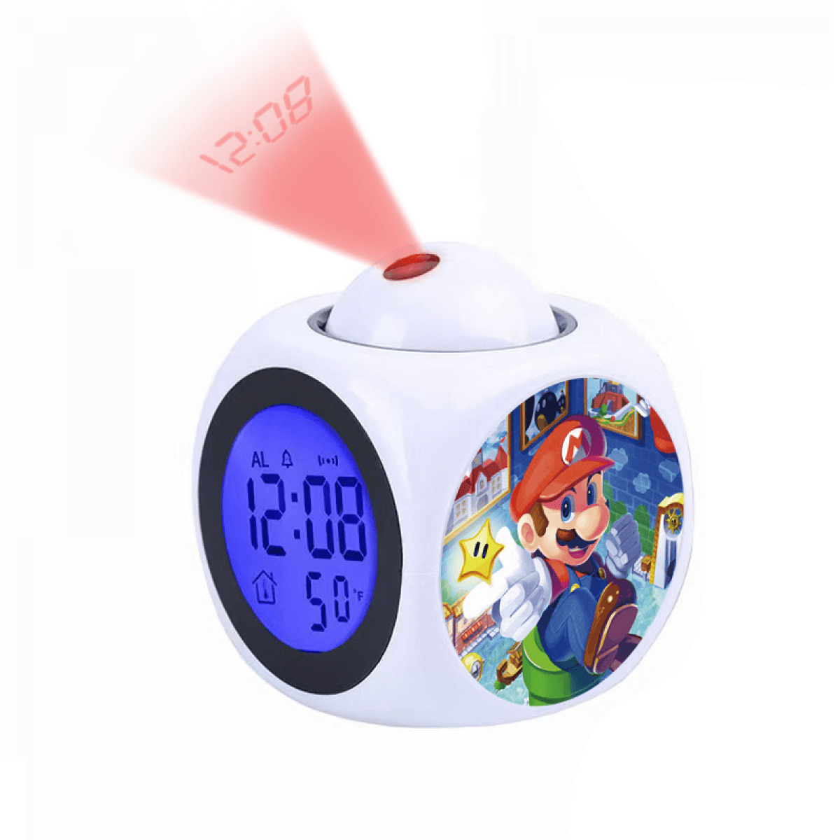 Projection Alarm Clock, Cartoon Super_Mario Pattern Digital Alarm Clock ...