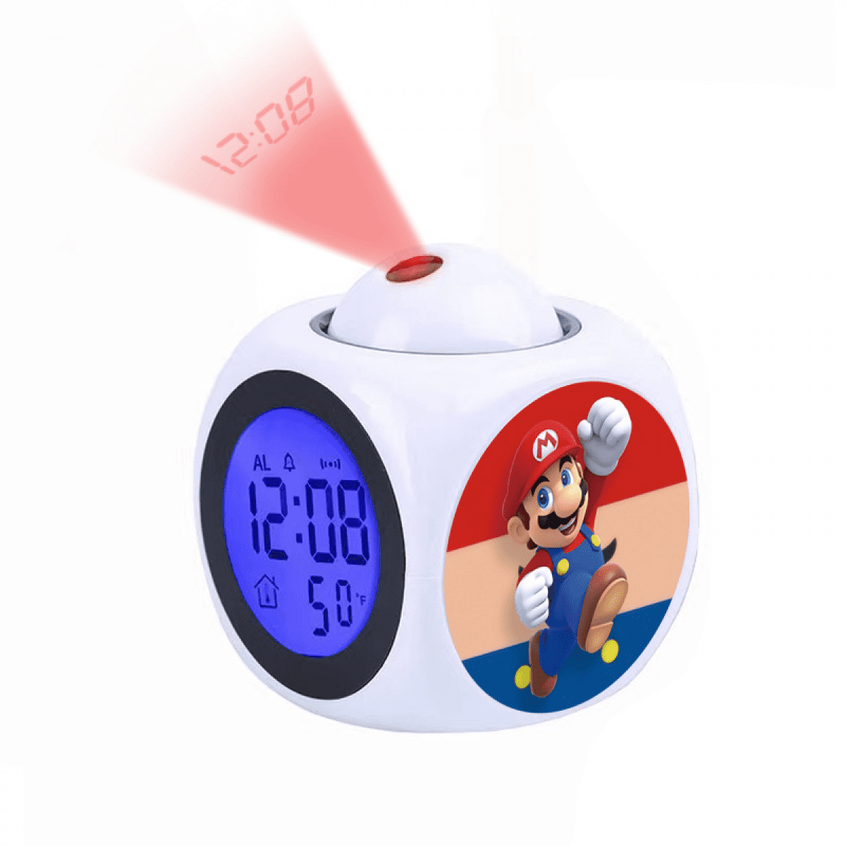 Projection Alarm Clock, Cartoon Super_Mario Pattern Digital Alarm Clock ...