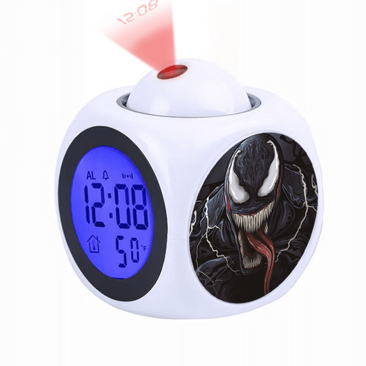 Projection Alarm Clock, Cartoon Venom Pattern Digital Alarm Clock with ...