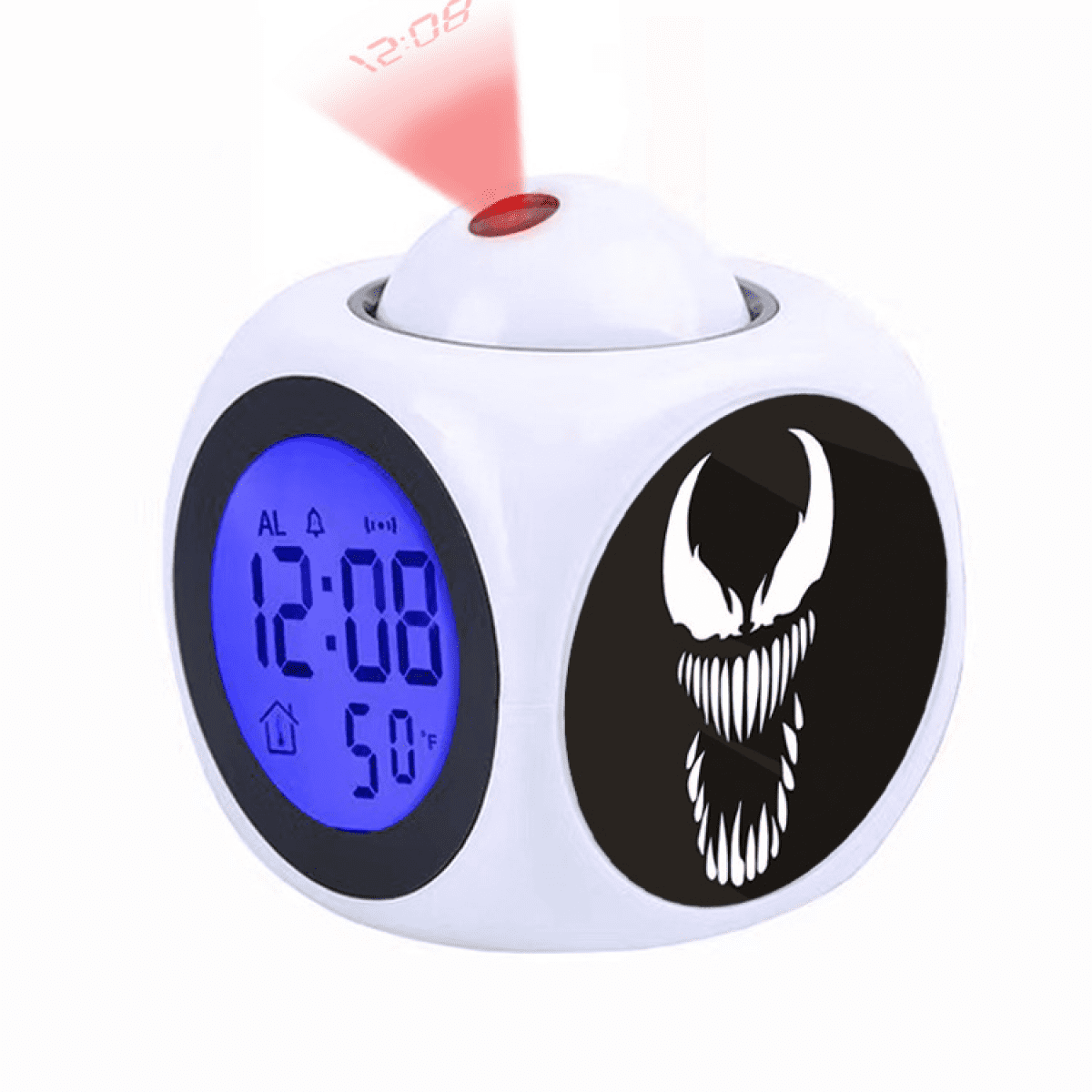 Projection Alarm Clock, Cartoon Venom Pattern Digital Alarm Clock with ...