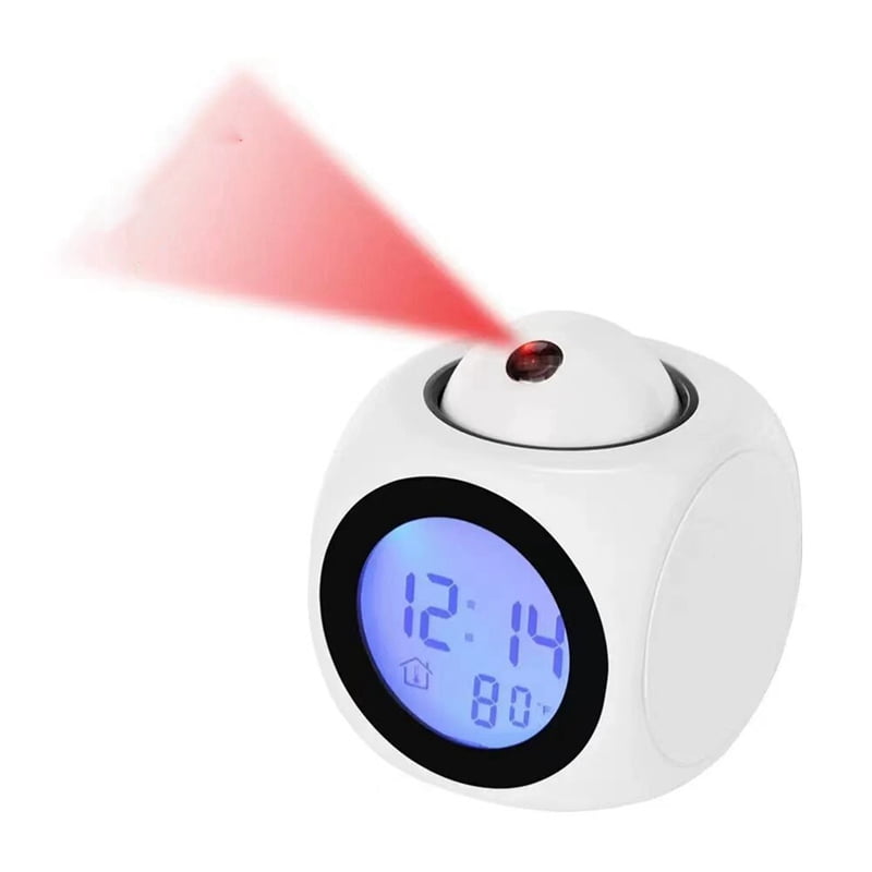 Projection Alarm Clock Ceiling Display Snooze Desk Table Clock Voice ...