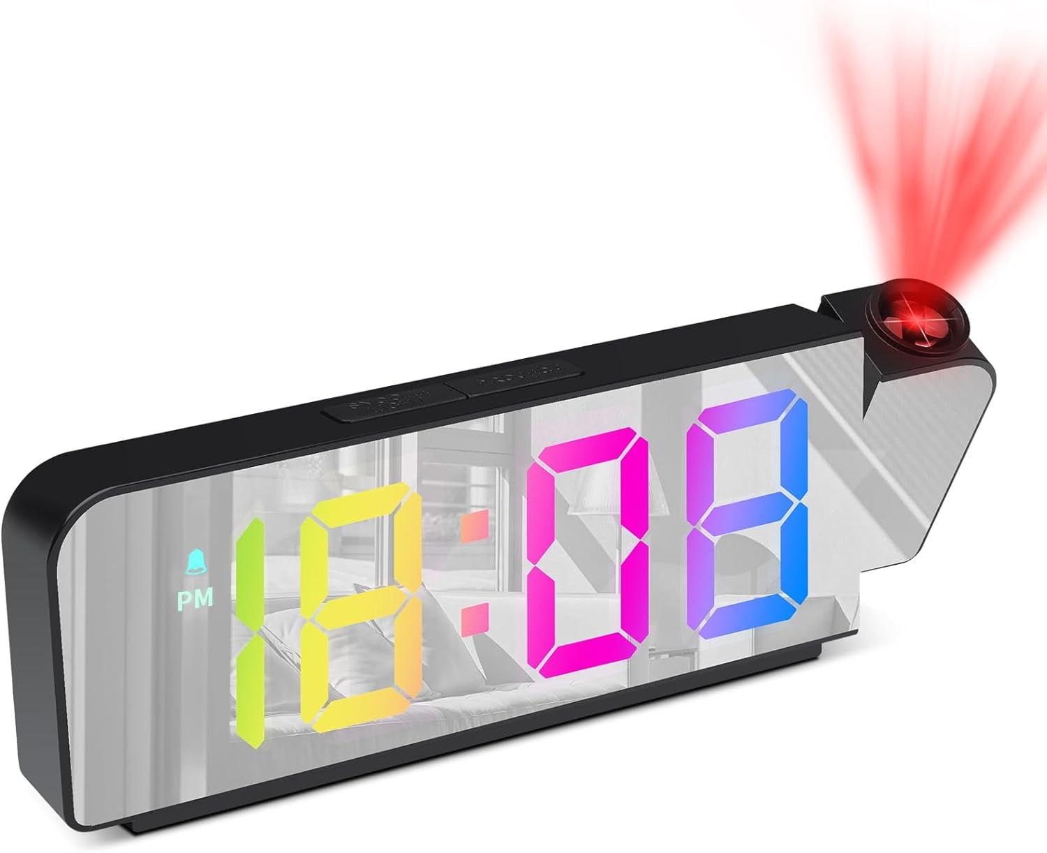 Projection Alarm Clock, Colorful LED Clock for Bedroom, Digital ...