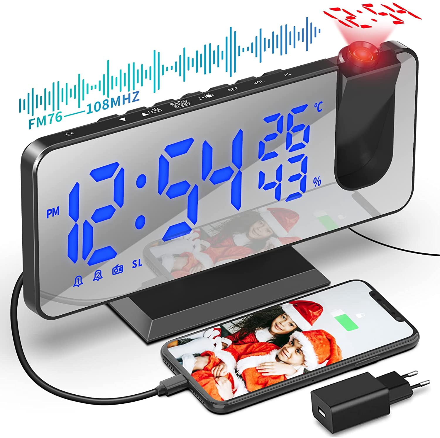 Projection Alarm Clock Radio Alarm Clock With Usb Connection Alarm ...
