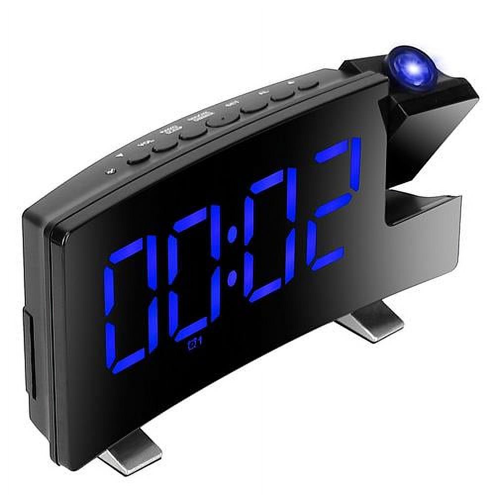 Projection Alarm Clock with Radio Function 7.7In Curved-Screen LED ...