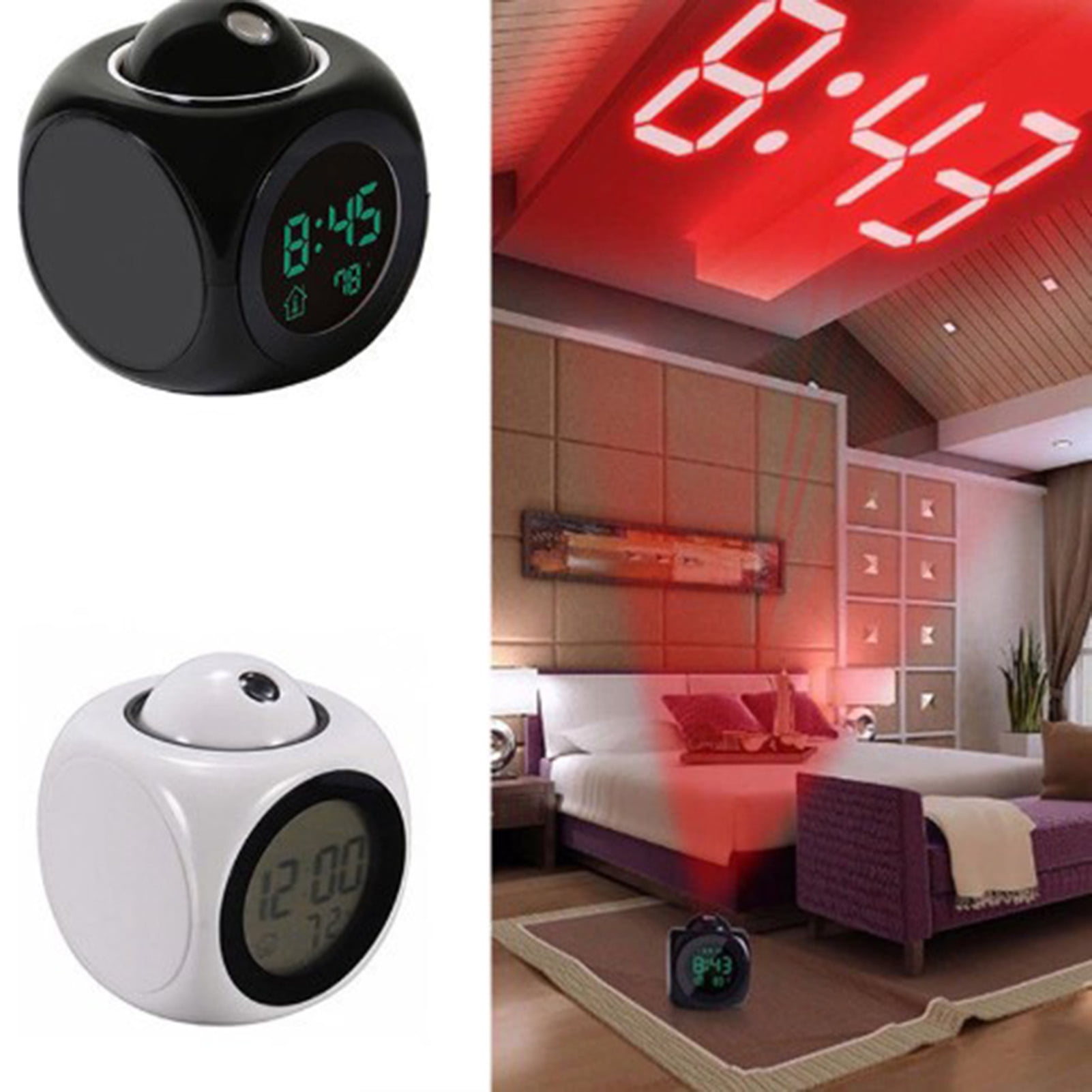 Projection Alarm Clocks, Digital Clocks Backlight Music Alarm Angle ...