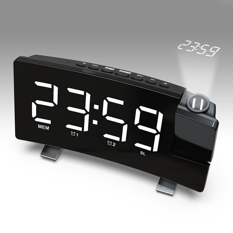 Projection Clock, FM Radio Alarm Clock with USB Charger 5.5'' Large LED ...