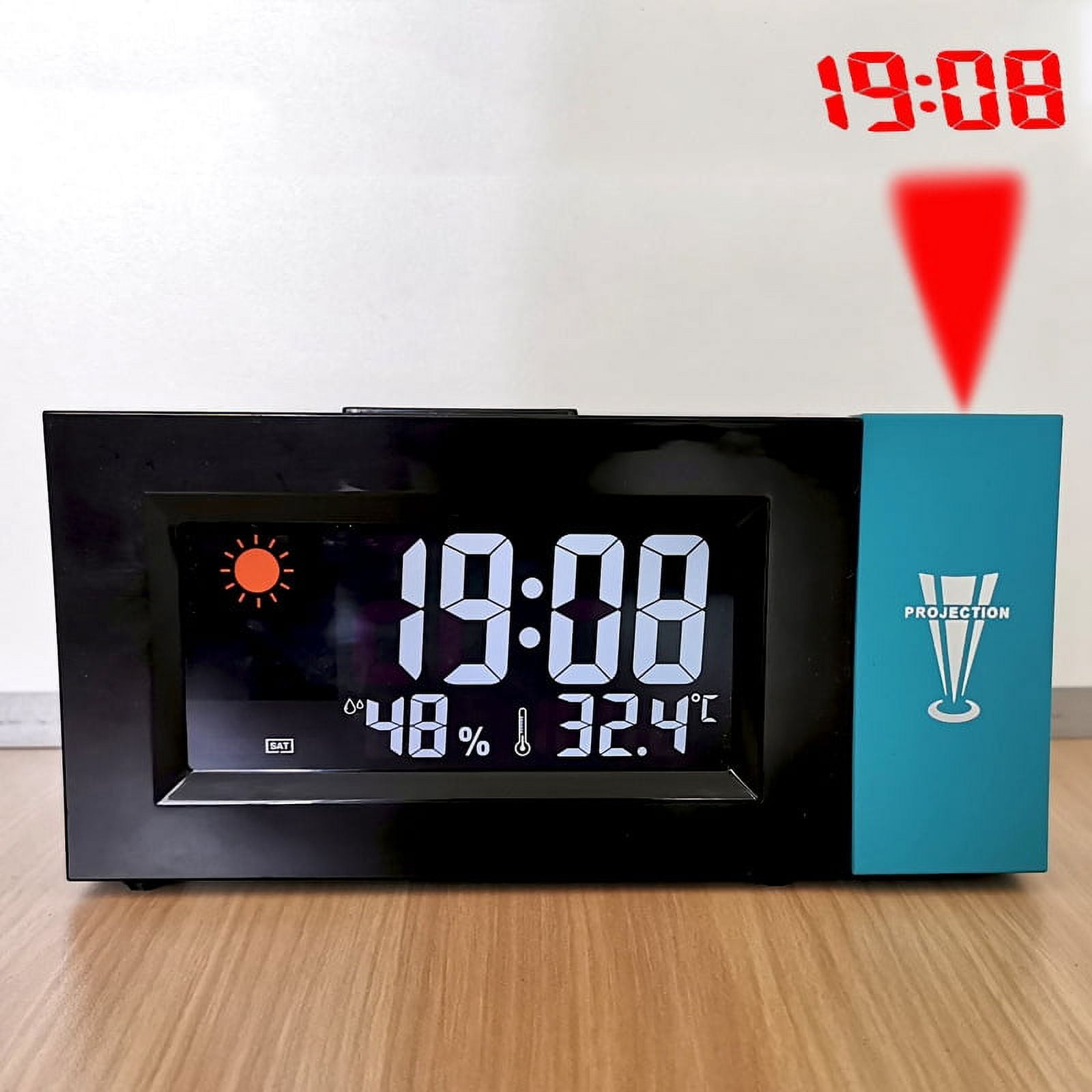 Projection Digital Alarm Clock Date Snooze Function Adjustable Angle ...