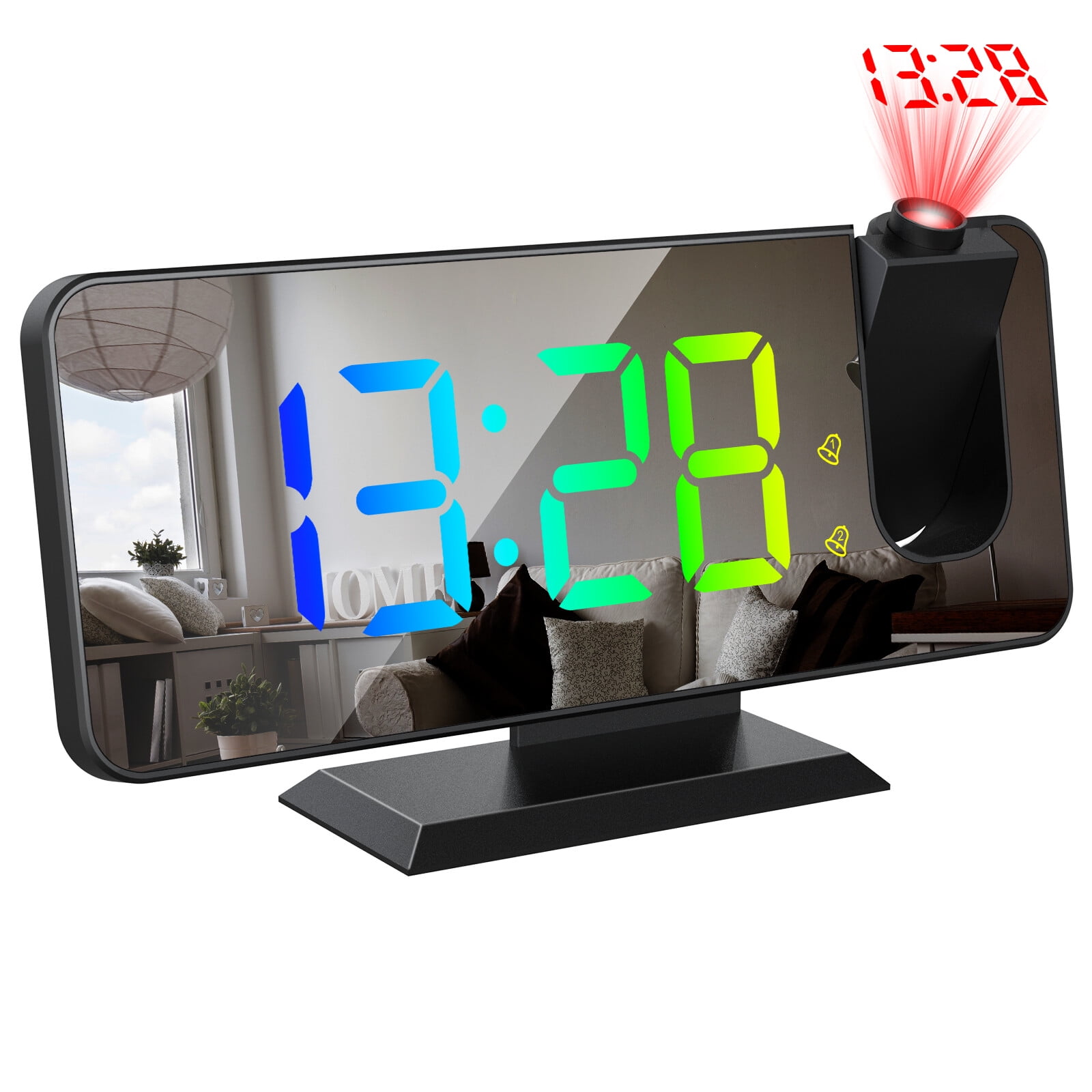 Projection Digital Alarm Clock,Radio Alarm Clock on Ceiling, USB ...