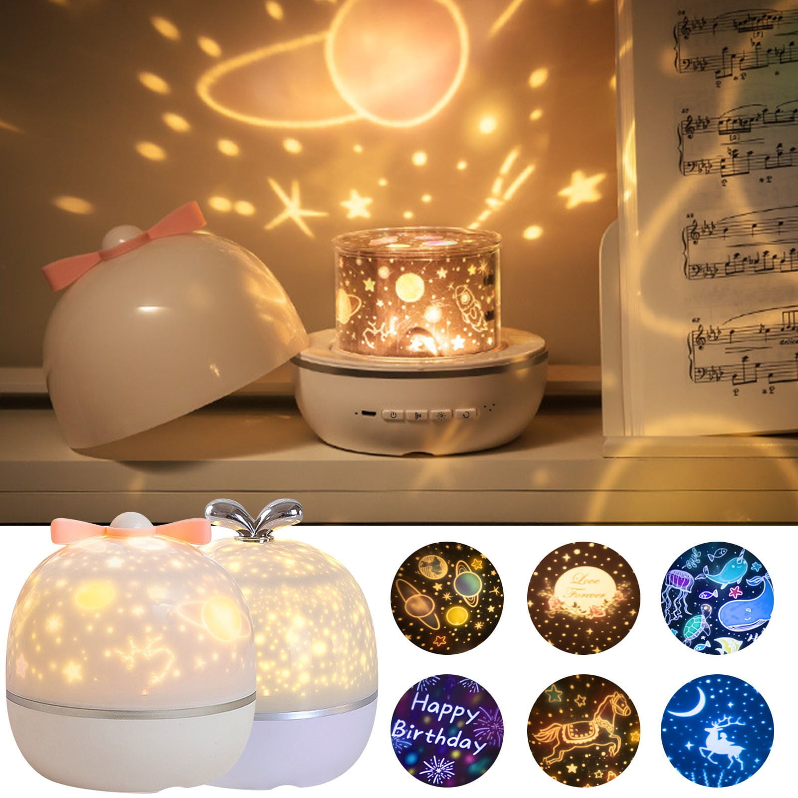 Projection Luminaire With Multi-Function Bedside Alarm Clock Lamp Star ...