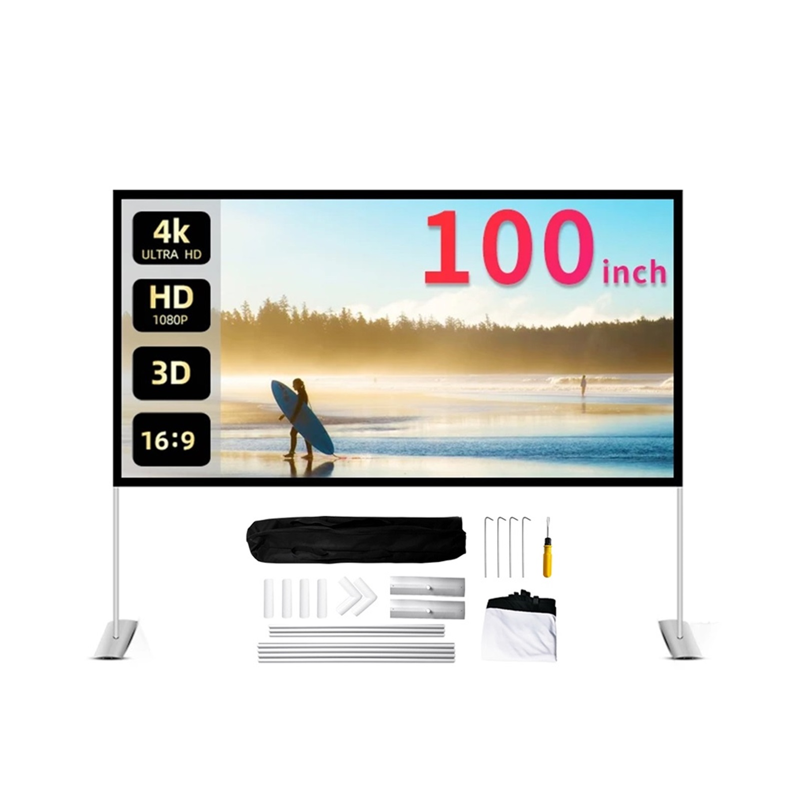 Projector 16:9 Protective Outdoor Portable Foldable Screen Straight ...