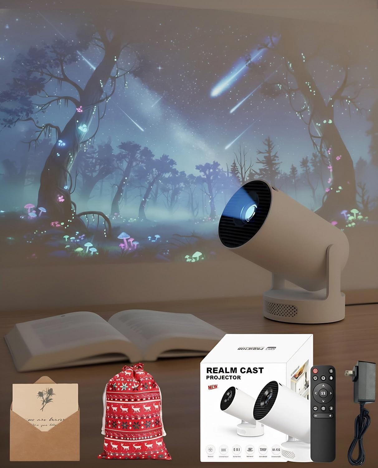 Projector, 4k Book Projector for Reading Fantasy with Wifi & Bluetooth ...
