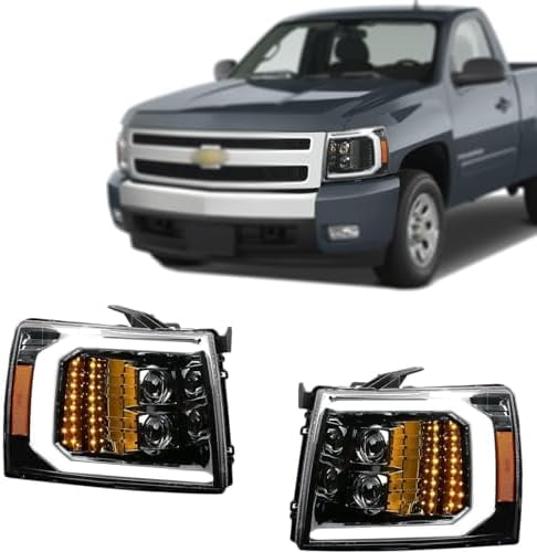 Projector C Tube Bar Led Headlights for 07-14 CHEVY Silverado 1500 ...