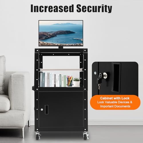 Projector Cart AV Cart, Utility Media Cart with Wheel+Pullout Tray ...