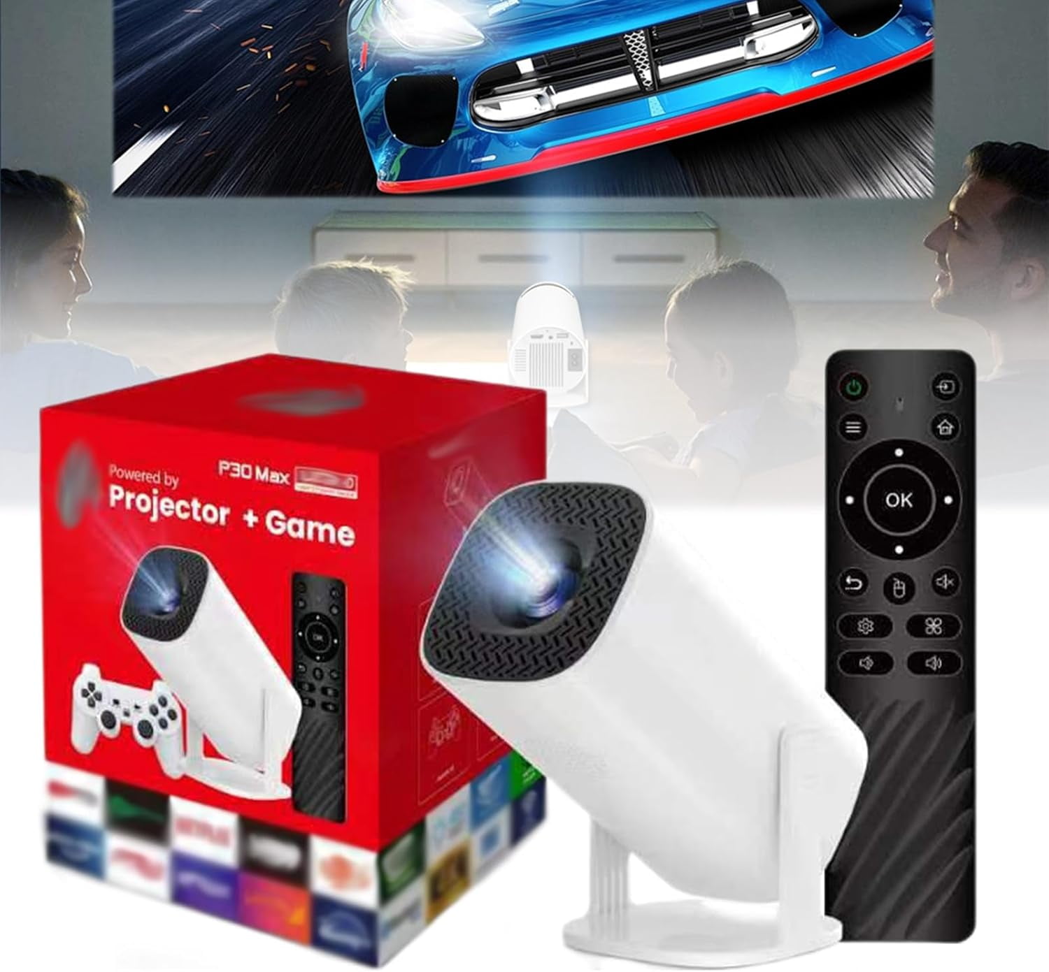Projector with Controllers, Projector P30 Max+retro Video Game Console ...