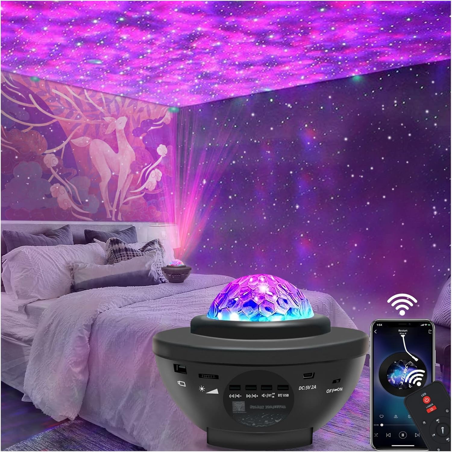 Projector Galaxy Light Projector with Speaker, Multiple Colors Dynamic ...