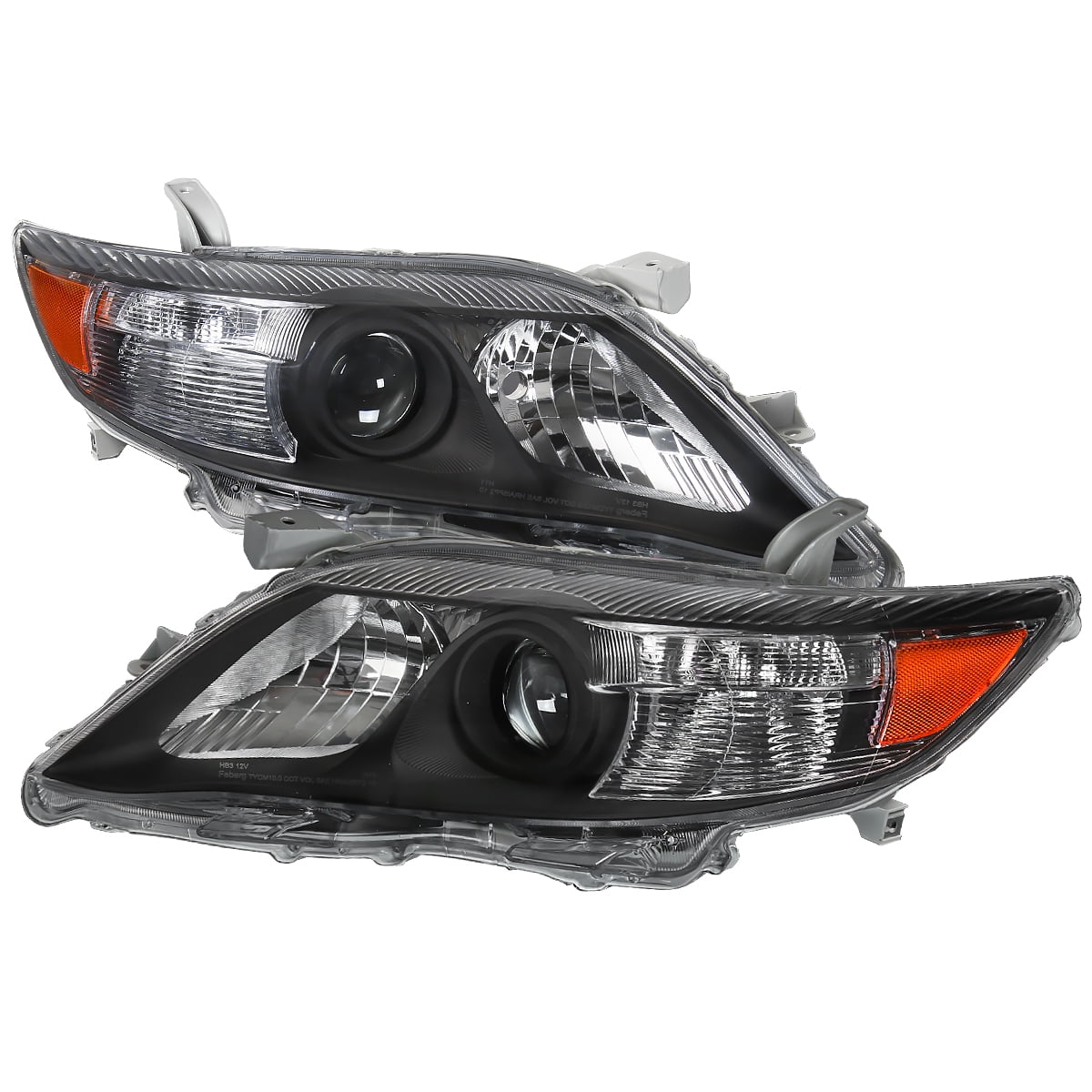 Projector Headlights w/ Amber Reflectors (Black Housing/Clear Lens ...