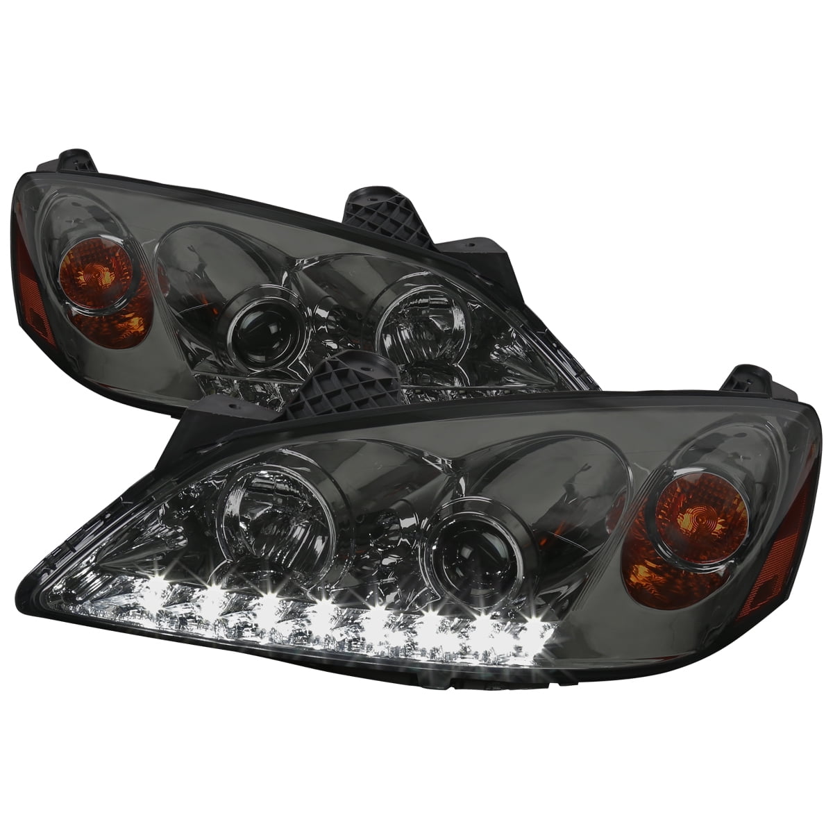 Projector Headlights w/ LED Light Strip (Chrome Housing/Smoke Lens ...