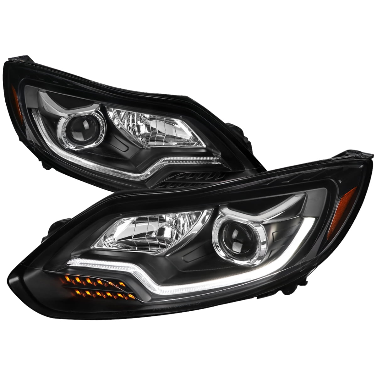 Projector Headlights w/ LED Light Strip & Sequential Turn Signal Lights ...