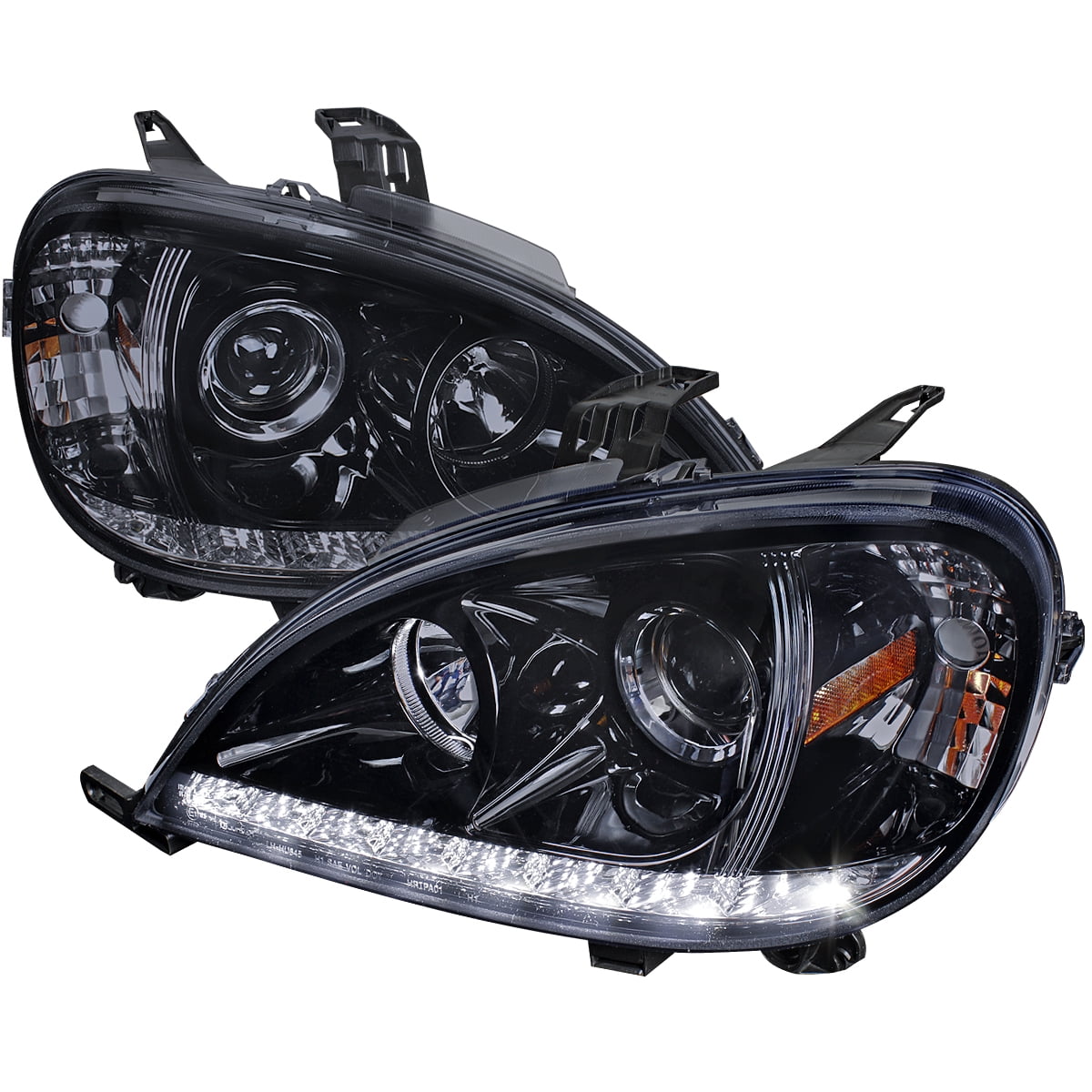 Projector Headlights w/ SMD LED Light Strip (Black Housing/Smoke Lens ...