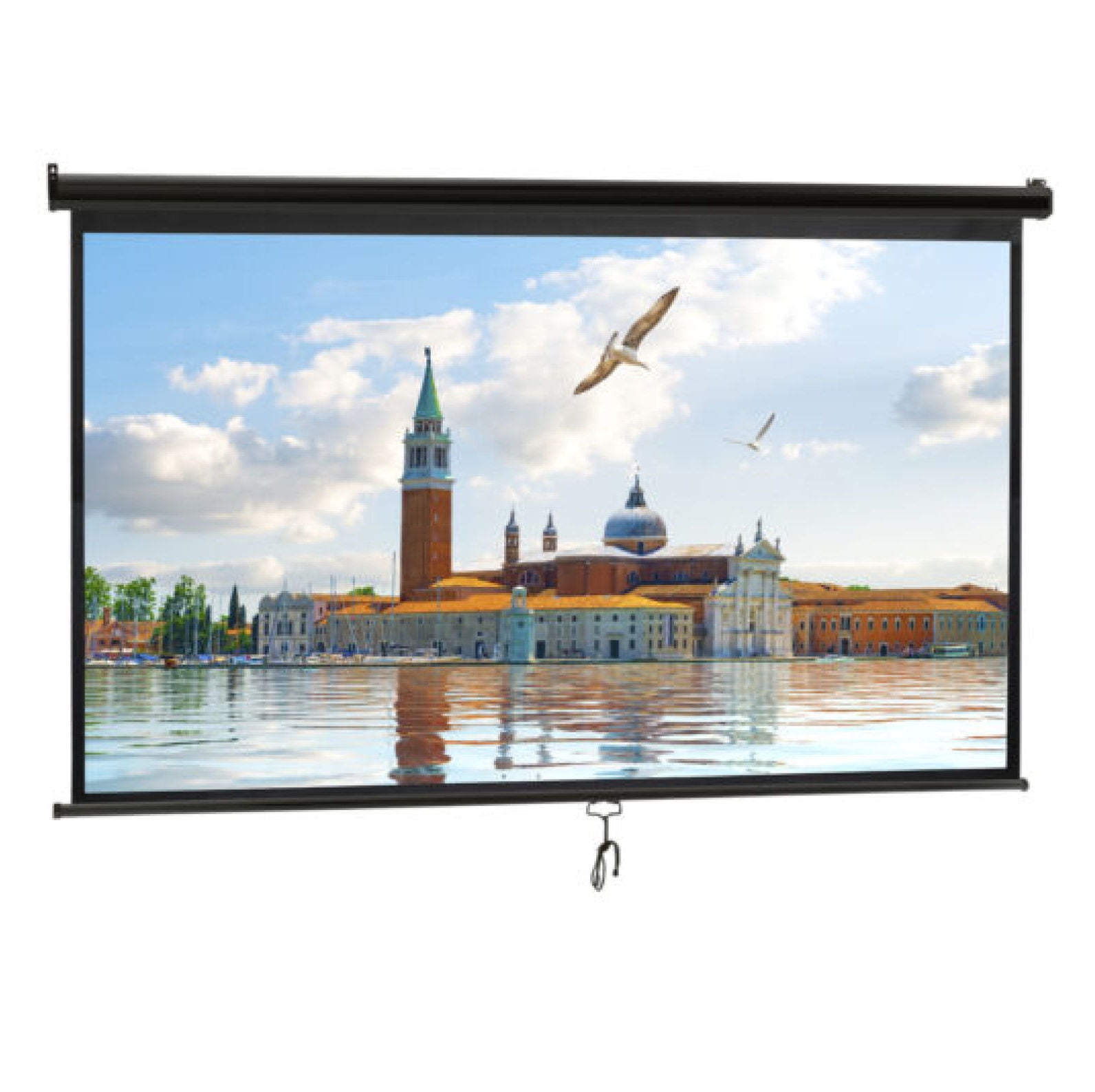 Projector Screen 100" 16:9 Portable Manual Pull Down Projection Screen ...