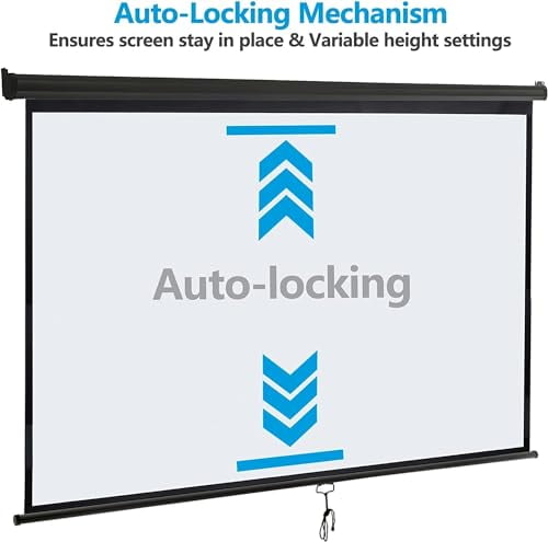 Projector Screen 100 Inch 16:9 HD Portable Manual Pull Down Projector ...