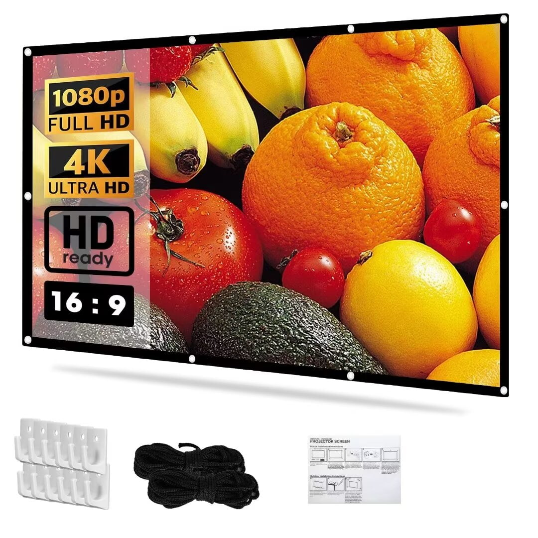 Visulapex Wall Mount 100" Portable Projector Screen, White - Walmart.com