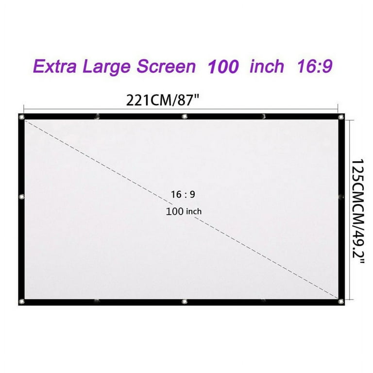 projector screen size chart