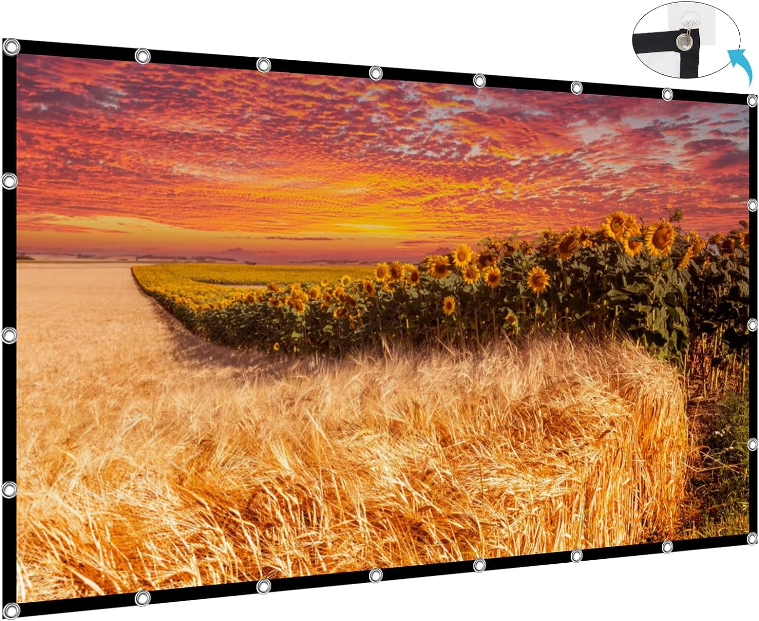 Projector Screen 200 inch, Large 4K HD 16:9 Foldable Portable ...