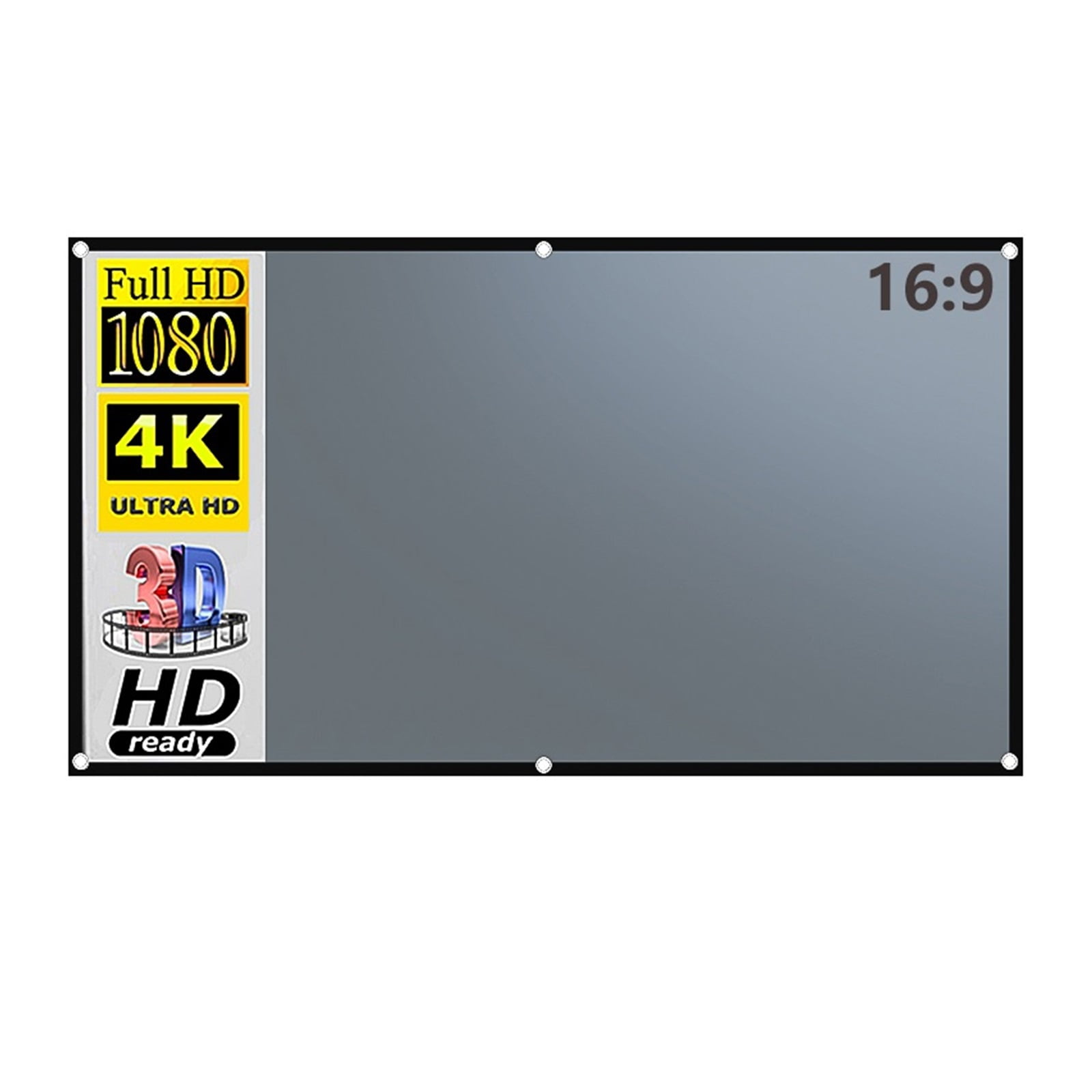 Projector Screen 30-133 Inch Metal Grey Anti-Light 16:9 Portable Black ...