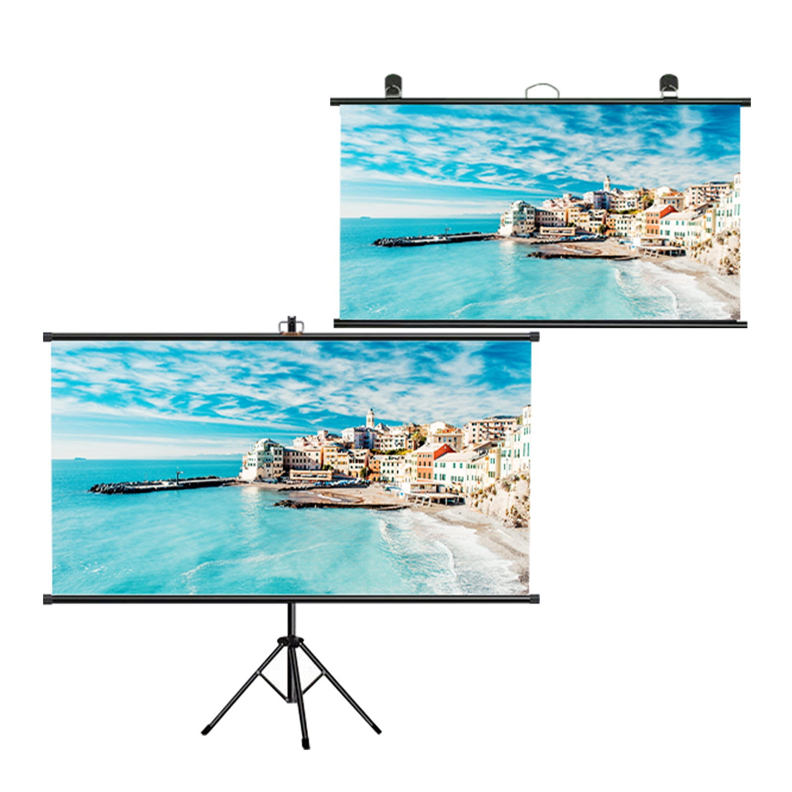 Projector Screen 4:3 Video Projection Screen Wall-Mountable and Stand ...