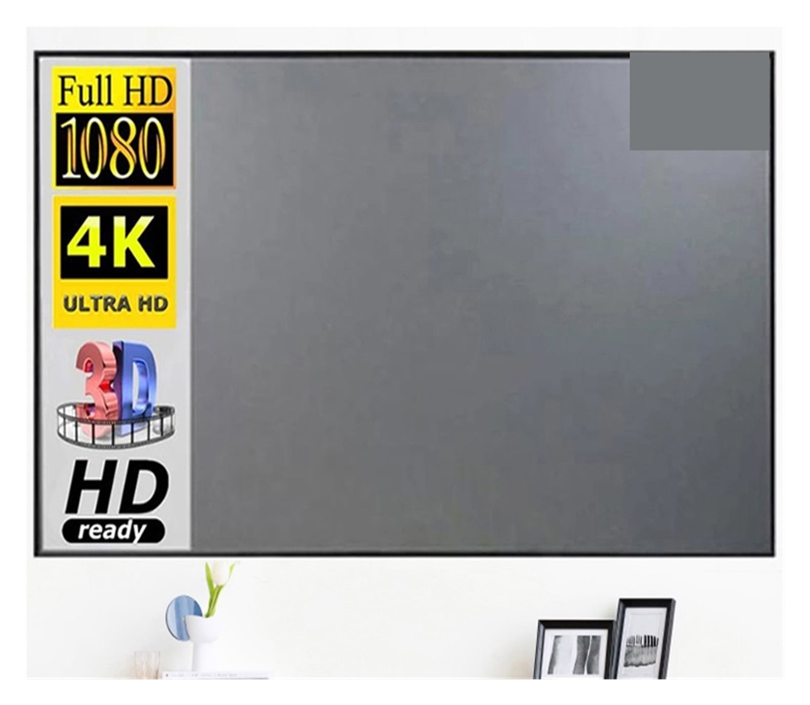 Projector Screen 60-133 Inch Metal Grey 16:9 Anti-Light Foldable ...