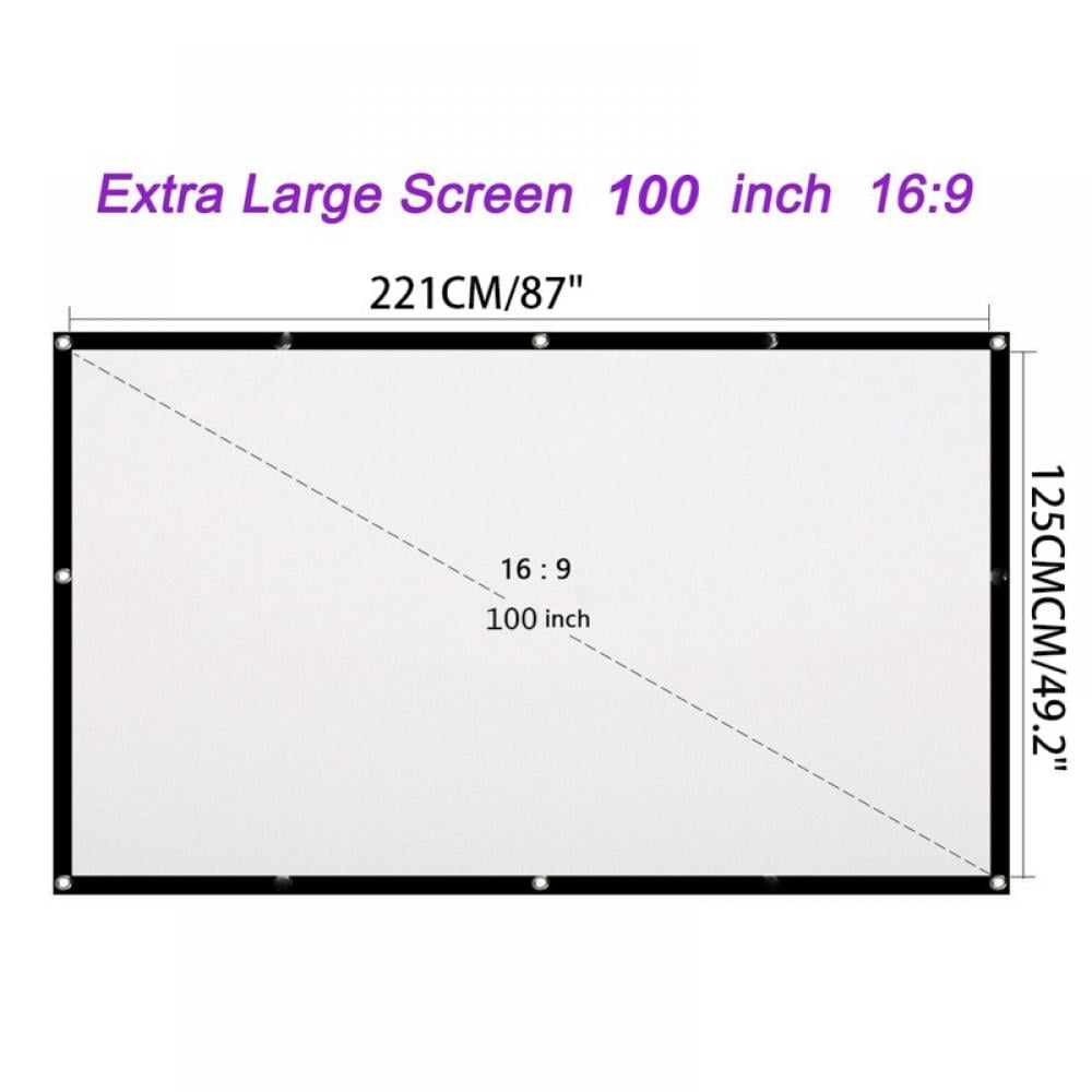 Projector Screen 60 to 150 inch 16:9 HD Foldable Anti-Crease Portable ...