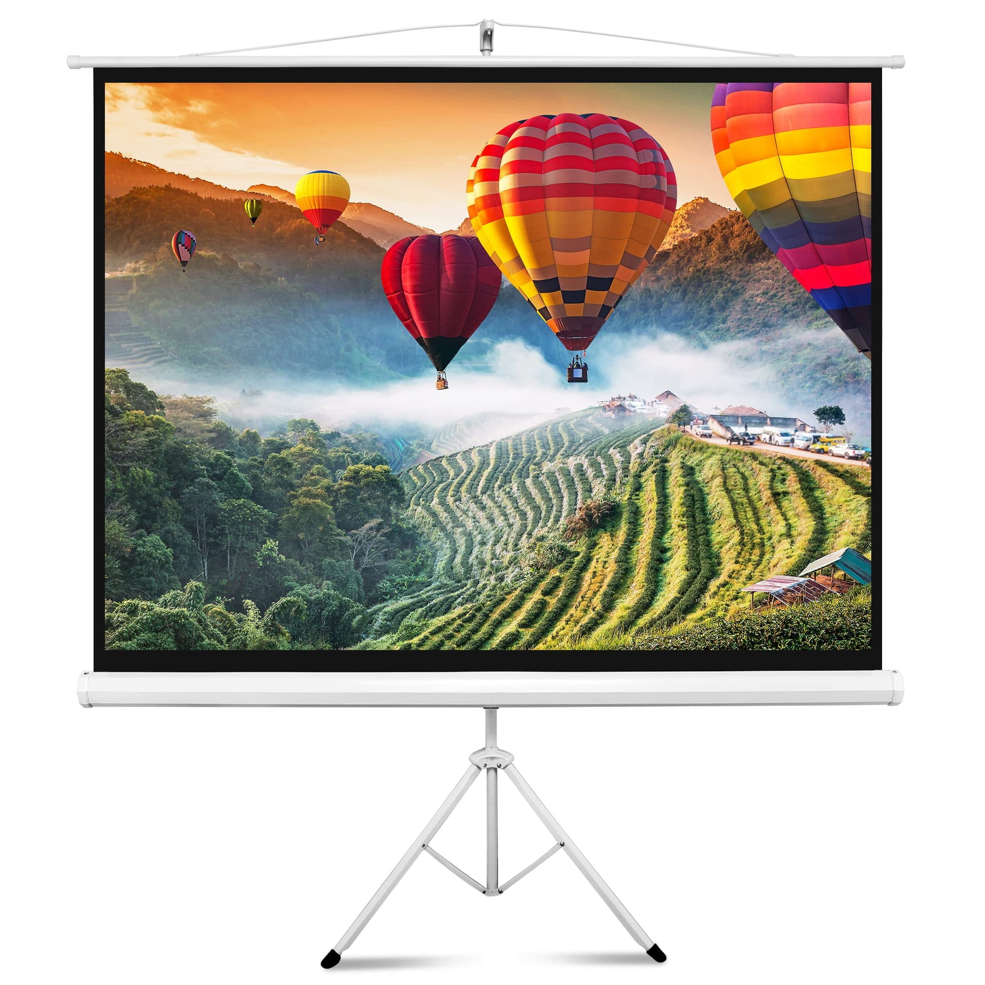 Projector Screen 84" with Floor Standing Portable Fold-Out Roll-Up ...