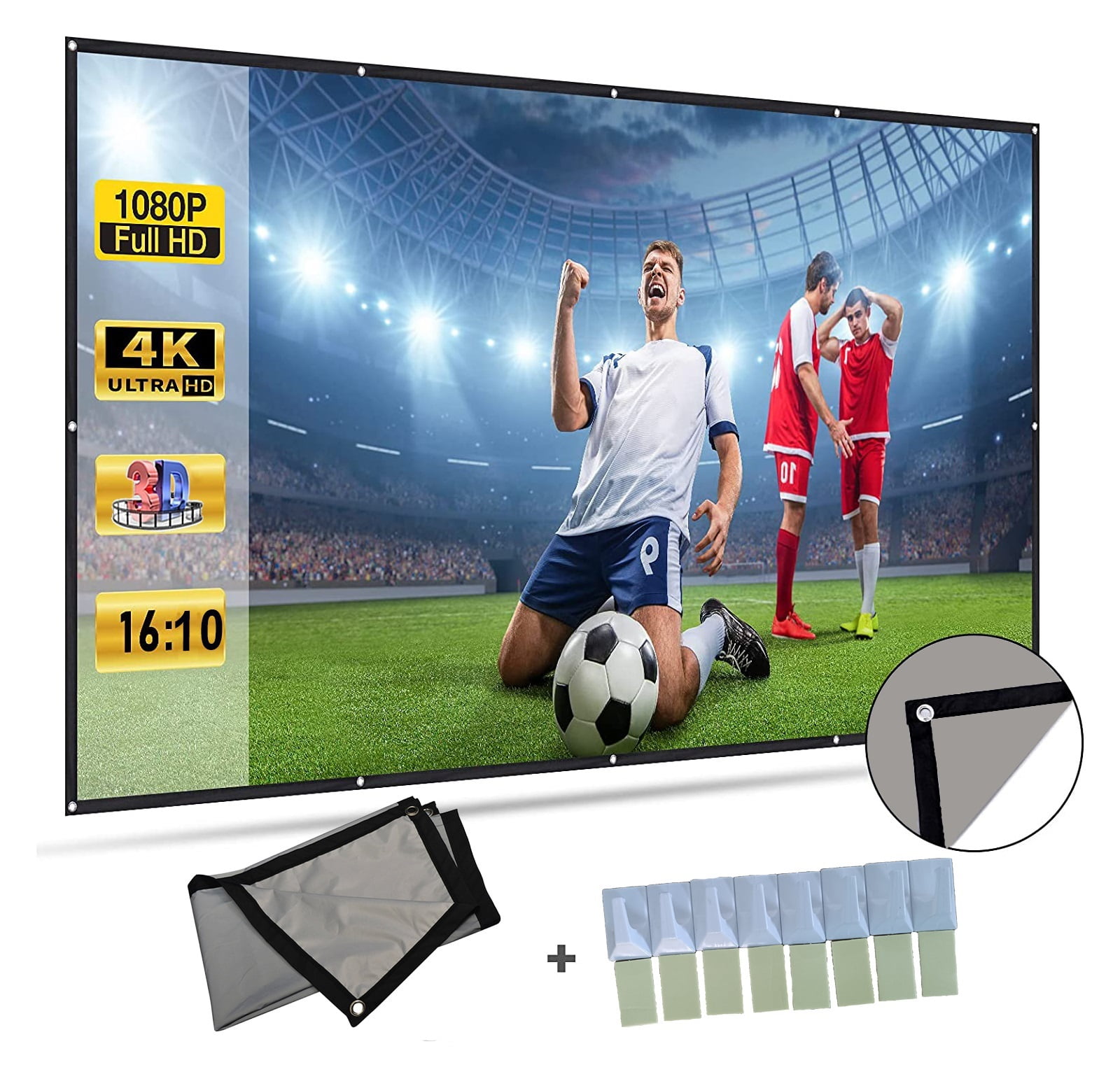 Projector Screen Grey 16:10 Metal Anti Light Curtain Reflective Fabric ...