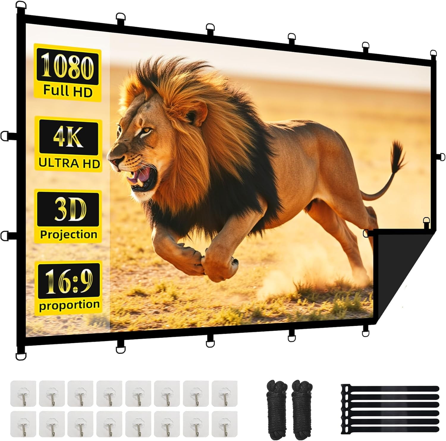 Projector Screen, Outdoor Projector Screen, Washable & Foldable - Ideal for Indoor/Outdoor Home ...