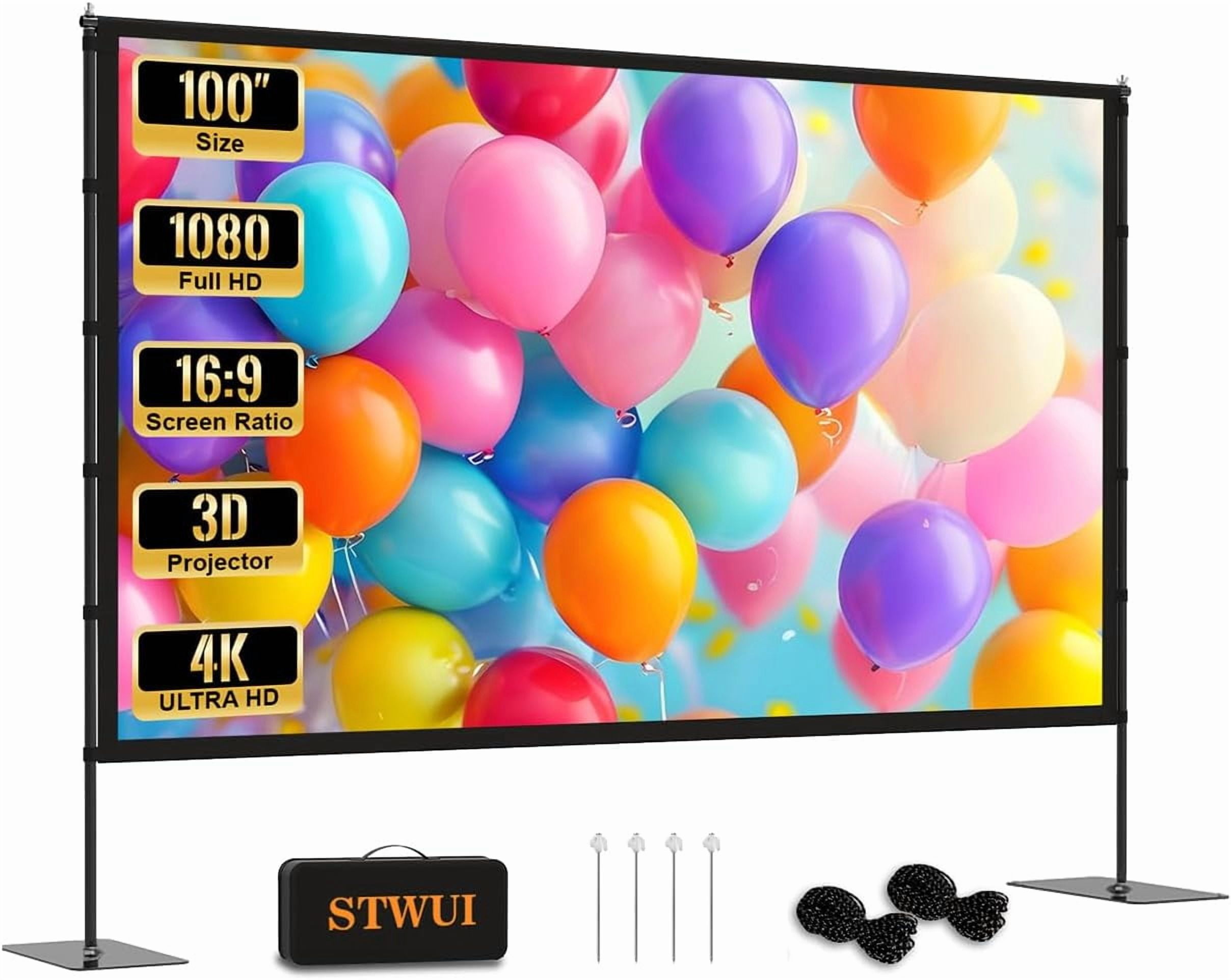 Projector Screen with Stand - 100 Inch Outdoor Projector Screen ...