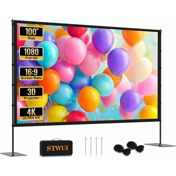 Projector Screen with Stand - 100 Inch Outdoor Projector Screen ...