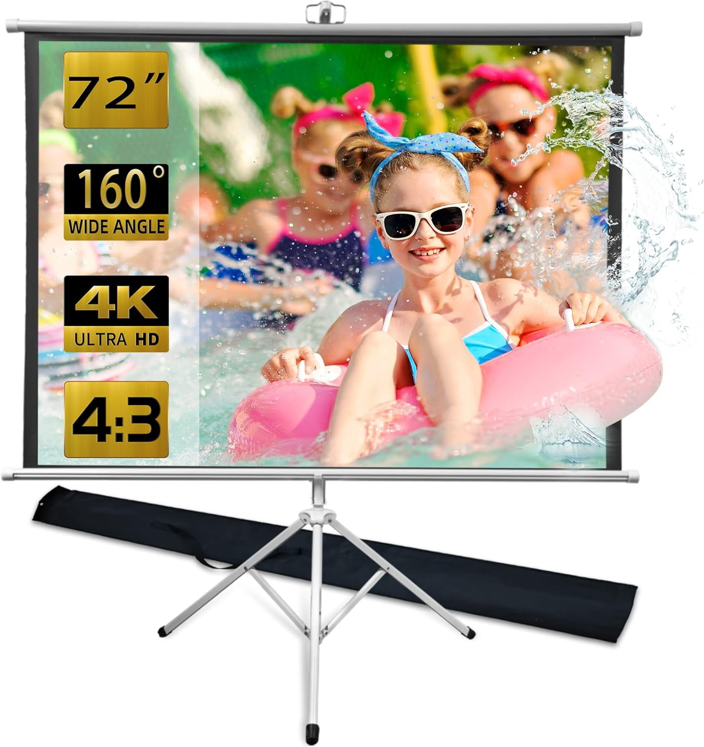 Projector Screen and Stand 72 inch Portable Movie Projection Screen ...