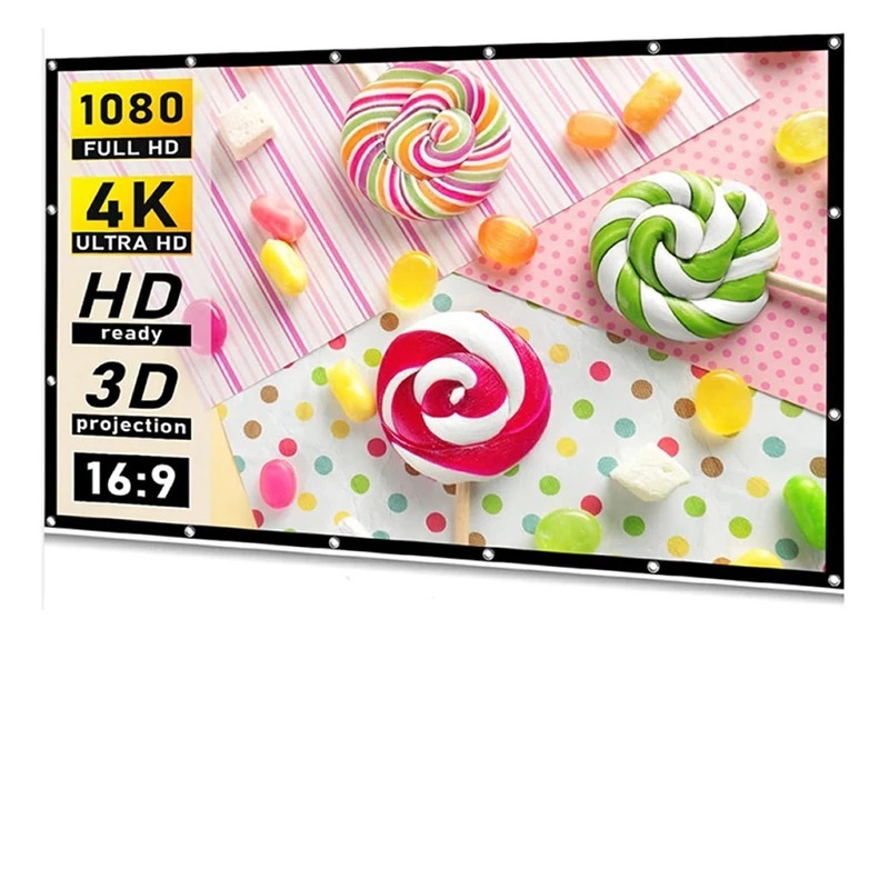 Projector Screen White Anti-Crease Soft High Density Portable Foldable ...