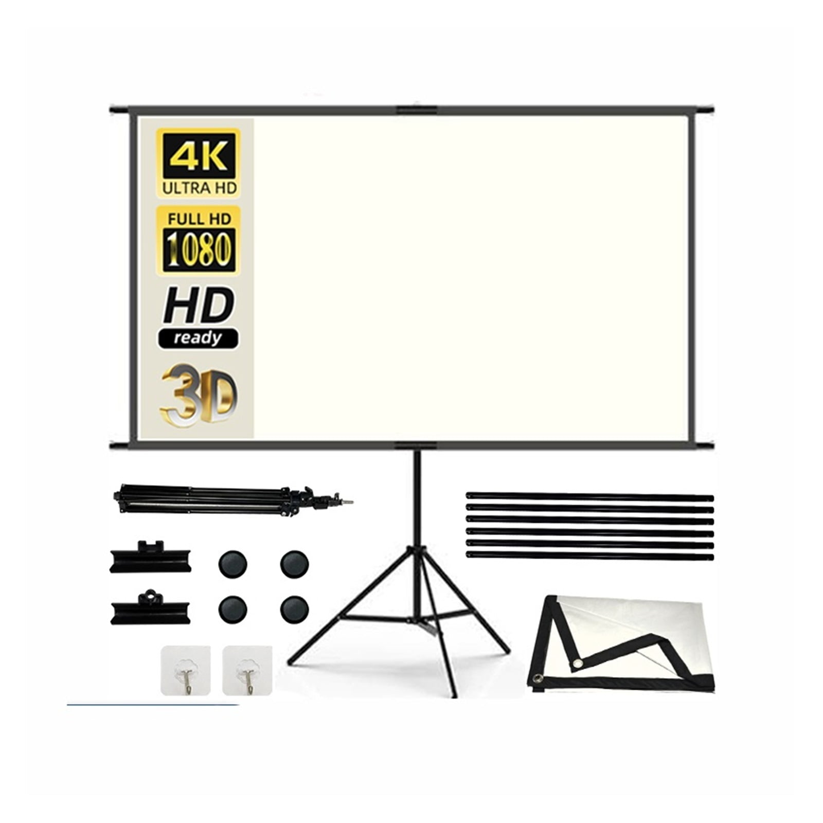 Projector Screen With Stand 100 120 Inch For Home Theater Outdoor 4K HD ...