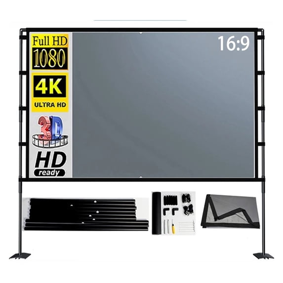 Projector Screen With Stand Grey Anti-light 84-120inch Foldable Iron ...