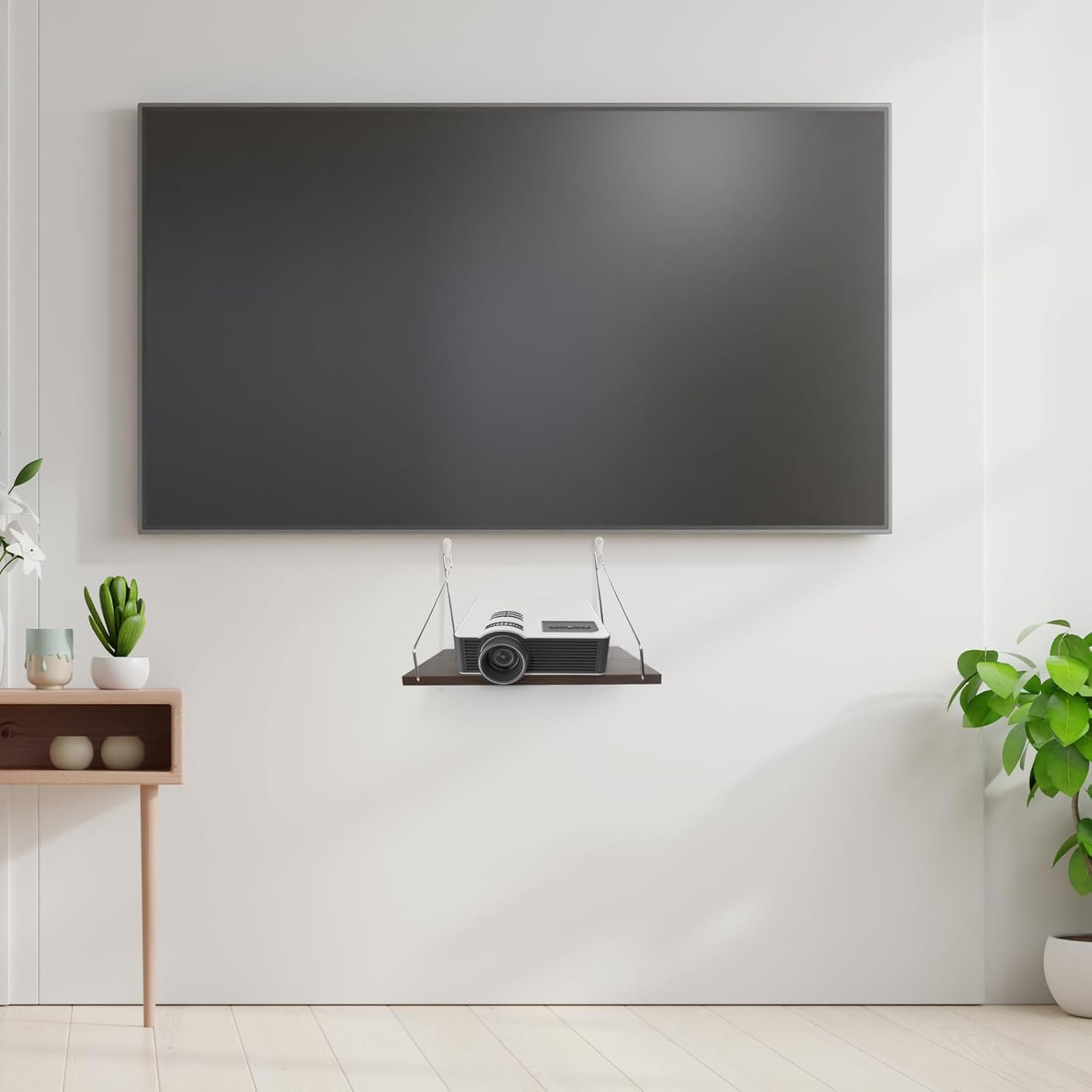 Projector Shelf for Wall 15.75" x 7.87" Wooden Shelf Holds Up to 33 ...