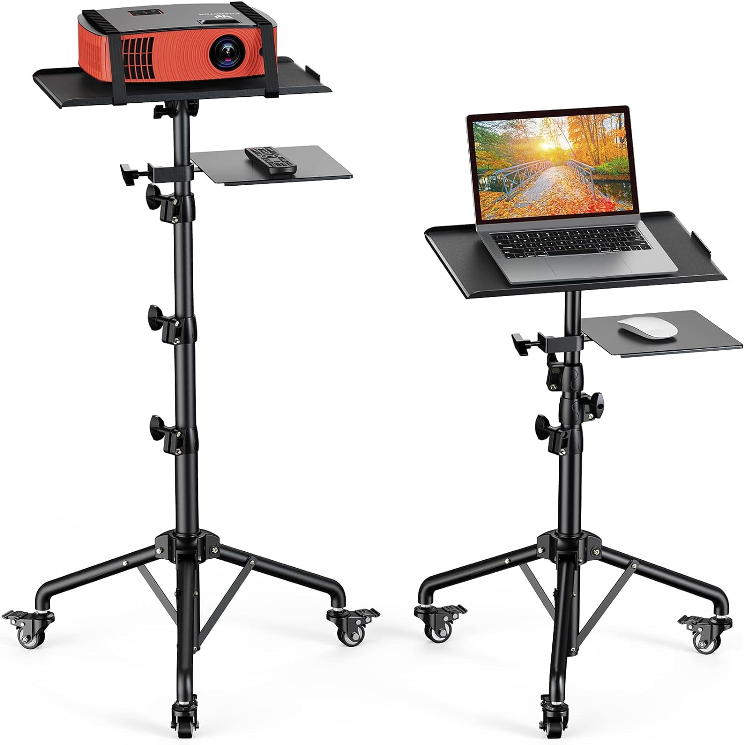 Projector Stand with Wheels, Height Adjustable Rolling Stand with Mouse ...