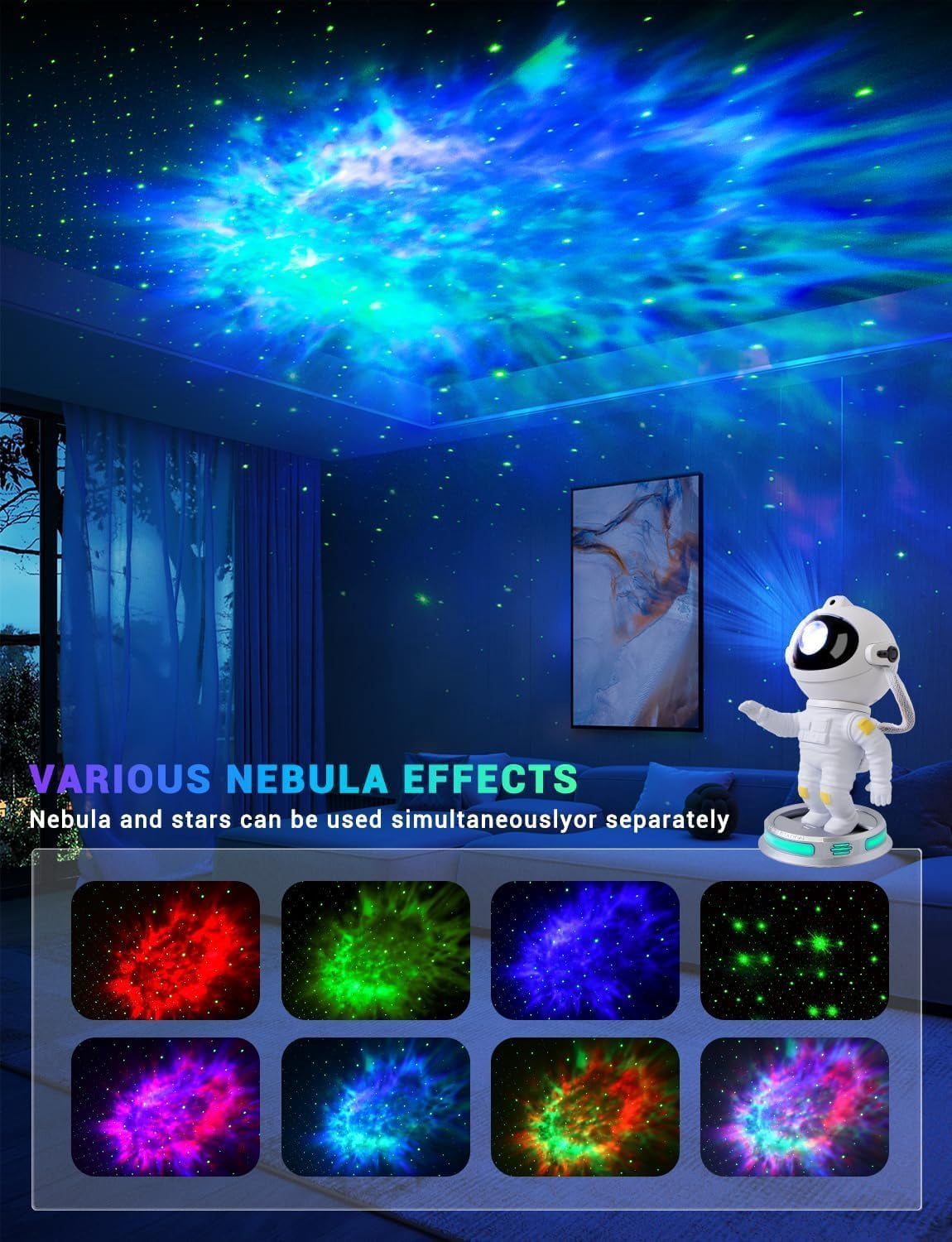 Projector Starry Night Light with Nebula, Remote Control Colorful ...