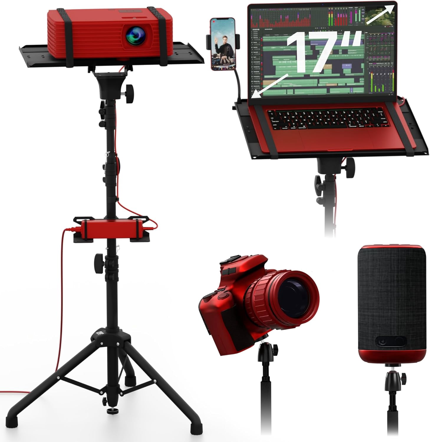 Projector Tripod Stand, Height Adjustable 27" to 62" & Floor Projector ...