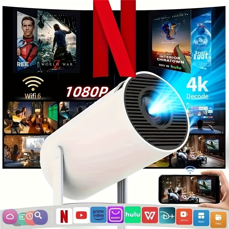 Projector with WiFi BT, Support 4K Decoding, Wireless Connection, with ...