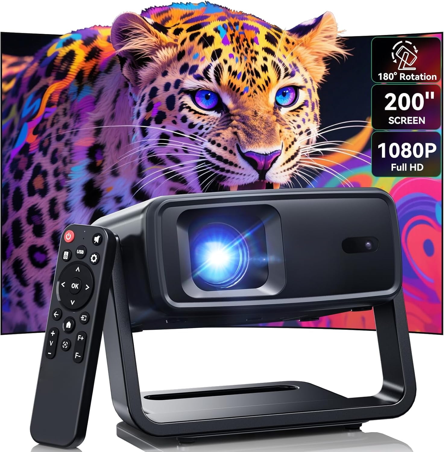 Projector with WiFi & Bluetooth, 1200 ANSI Native 1080P Mini Projector ...